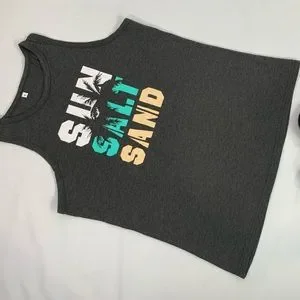 Tops | Graphic Tank Sun Salt Sand Gray Summer Beach Tropics Vacation ...